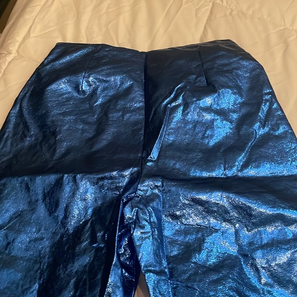 Fashion Nova | Pants & Jumpsuits | Metallic Blue Fashion Nova Wide Leg ...